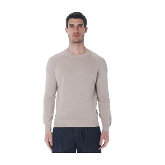 Gran Sasso Homme, Pulls, Beige, Taille: M Maglia girocollo in cotone e cashmere manica raglan
