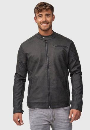 Indicode Lederimitatjacke Herren Manuel &Uuml;bergangsjacke Herrenjacke mit Stehkragen