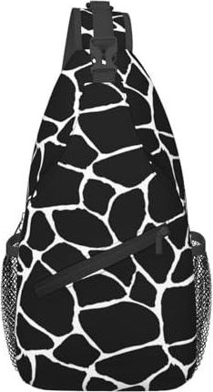 Generic Texture G&eacute;om&eacute;trique Noire Sac Banane Antivol Sacoche Epaule L&eacute;ger Sac &Agrave; Dos Bandouli&egrave;re Pour Cyclisme Shopping Quotidien