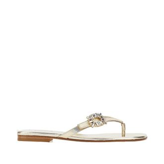 Roger Vivier Metallized nappa leather thong slides Woman 36