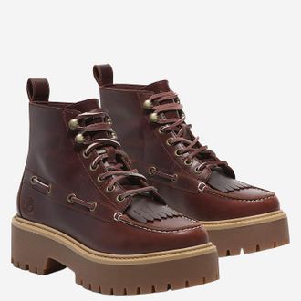 Timberland Womens Ankle Boots Stone Street Leather Platform Burgundy
