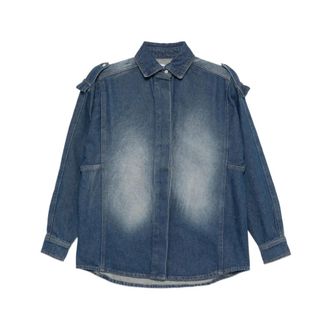 Gimaguas Femme, Blouses et Chemises, Bleu, Taille: 38 FR Ruffle Shirt Dablu