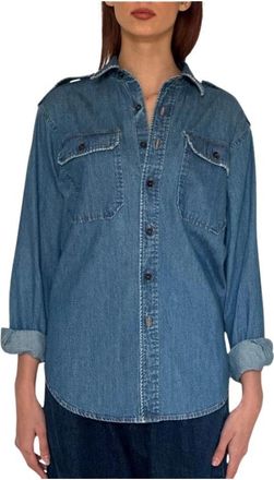 Roy Rogers Femme, Chemises, Bleu, Taille: 42 FR Camicia Militare