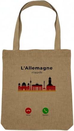 Fabulous Sac Shopping Tote Bag Aspect Lin - LAllemagne MAppelle Berlin Patrimoine Drapeau - Sac de Courses Toile Epaisse 360g Beige Naturel Cabas Port&eacute; Epaule 