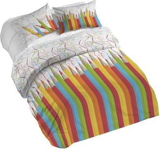 Pensieri delicati Bettw&auml;sche-Set f&uuml;r Doppelbett, 100% Baumwolle, komplett mit Bettbezug 250 x 200 cm und 2 Kissenbez&uuml;gen 52 x 82 cm, hergestellt in Italien, maschinenwa