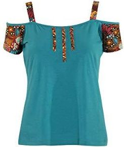 Coline Tee Shirt Femme &eacute;paules d&eacute;nud&eacute;es - Couleur : Petrole - Taille : L