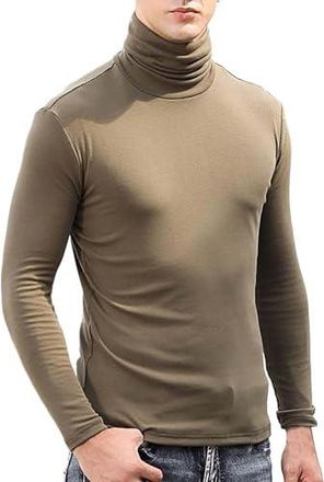 Generic Haut à col Montant pour Homme - Col roulé - Manches Longues - sous-vêtements Thermiques - Coupe ajustée - Pull Basique - Couleur Unie, Green1 Hauts à 