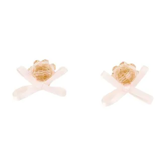 Simone Rocha Womens Petite Bow Daisy Earrings Crystal Pink Others Jewelry-Watches