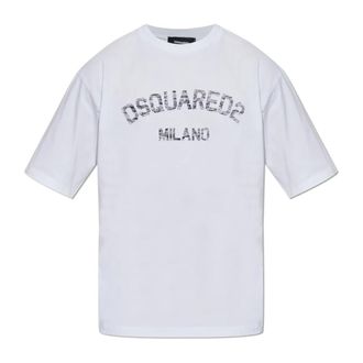 Dsquared2 Homme, Tops, Blanc, Taille: 2XL T-shirt avec logo