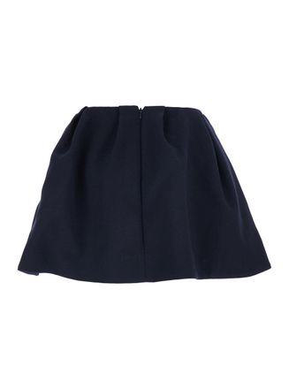 Shushu/Tong Womens Blue Pleated Wool Miniskirt With Zip Closure Skirt