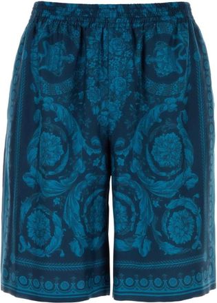 Versace Homme, Shorts, Bleu, Taille: L Barocco Silk Short