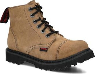 Nagaba Bottes Féminins de combat - Armée Ranger 6H Ultra Léger Chaussures en cuir Grunge - Unisexe, 6 trous - Beige - 40