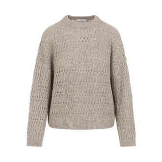 Brunello Cucinelli Girocollo M/L - - Knitwear - Damen - Beige - M