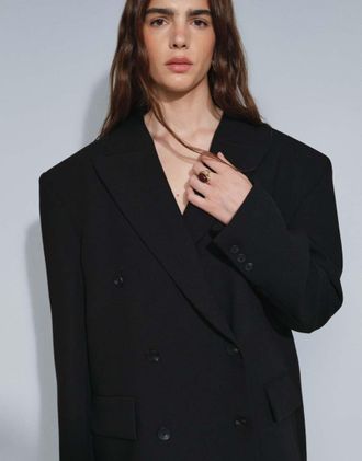 Asos ma&szlig;geschneiderter super Oversize-Blazer mit doppelter Knopfleiste in Schwarz