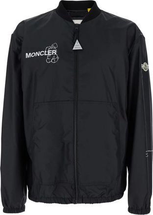 Moncler Homme, Vestes, Noir, Taille: XL Bomber Noir avec Imprim&eacute; Maxi