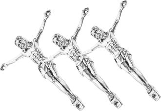 SOLUSTRE 3 St&uuml;ck Antiksilberne Jesus Metallfigur Massives Katholisches Corpus f&uuml;r Wandkreuz DIY Robuste Religi&ouml;se Skulptur Detailreiche Kreuzornament Dekoratio