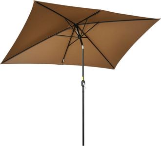 OUTSUNNY Parasol inclinable rectangulaire m&eacute;tal polyester haute densit&eacute; 2,95L x 1,95l x 2,4H m chocolat