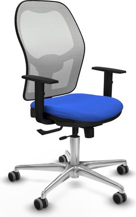 Piqueras y Crespo B&uuml;rostuhl mit R&uuml;ckenlehne aus Netzstoff mit 1D-Armen, h&ouml;henverstellbare Lendenwirbelst&uuml;tze, ausgestattet mit Synchron/Translack und Schaumstoff, Wei&szlig;/