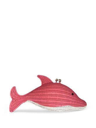 Serpui Dolphin Clutch aus Weide - Rosa