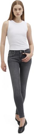 Mavi Damen Adriana Jeans, Dark Grey Distressed Street, Mid-Rise, Super Skinny, 30W 28L