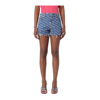 Alexander Wang Femme, Shorts, Bleu, Taille: W27 Shorts en Denim Bleu avec Ourlet Effiloch&eacute;