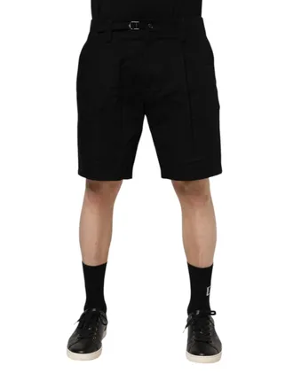 Dolce & Gabbana Black Cotton Knee Length Men Bermuda Shorts Elastane