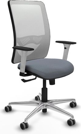 Piqueras y Crespo B&uuml;rostuhl mit Netzr&uuml;ckenlehne mit wei&szlig;en und schwarzen Armlehnen, h&ouml;henverstellbare Lendenwirbelst&uuml;tze, ausgestattet mit Sincro 3 Positionen, Wei&szlig;/Gra