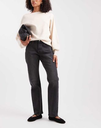 Levi's 501 jean droit en denim taille haute coupe hourglass d&eacute;lav&eacute; noir