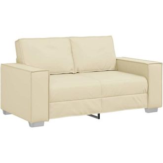 vidaXL Loveseat Sofa 120 cm mit Kissen Creme Kunstleder Vidaxl