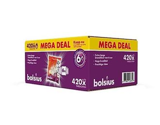 Bolsius Lot de 420 bougies chauffe-plat - Blanc - 6 heures de combustion - Longueur de combustion - Avec cire v&eacute;g&eacute;talienne naturelle - Br&ucirc;le proprement