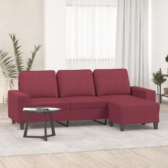 vidaXL 3-Sitzer-Sofa mit Hocker Weinrot 180 cm Stoff Vidaxl