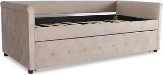 Paris Prix Paris Prix - Lit Gigogne Capitonné Antille 90x190cm Taupe