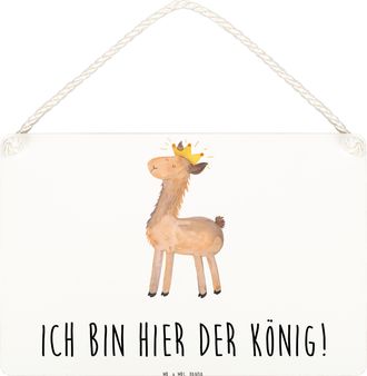 Mr. & Mrs. Panda Schild Lama König DIN A5 - Geschenk, Mama, Abitur, holzbild, Türschild, Küchenschild, Lamas, hängeschild, Papa, mit Spruch, Chef