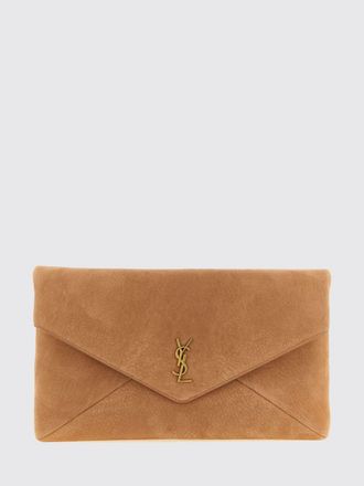 Saint Laurent Umschlag-Clutch aus Kalbsveloursleder mit YSL-Monogramm