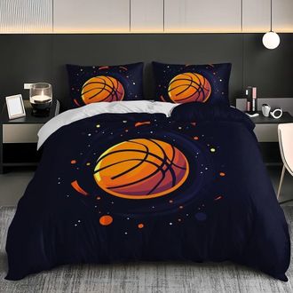 Generic Sport-Basketballmotiv Bettw&auml;sche 135x200 Sportthema Bettw&auml;sche-Sets f&uuml;r Kinder Jungen Bettbezug Set 3D Druck Bettbez&uuml;ge Weiche Mikrofaser mit Rei&szlig;vesc