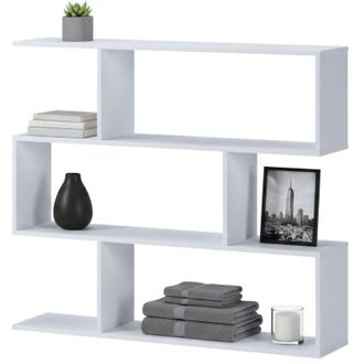 Dmora Terzolas Regal, Bibliothek 3 Etagen, Bodenmontage, Tragkraft pro Regal 15, 110x25x96h cm Wei&szlig;