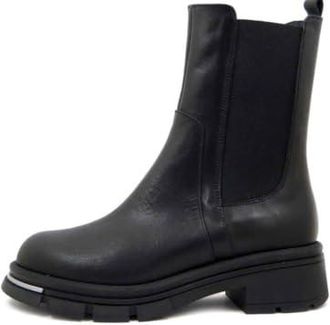 OSVALDO PERICOLI Bottines Beatles pour femme en cuir noir, talon bas, I58239, Noir, 37 EU