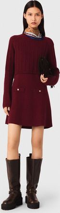 Maje Strickkleid Mit Abnehmbarem Pulli - Rot Bordeaux - Maje