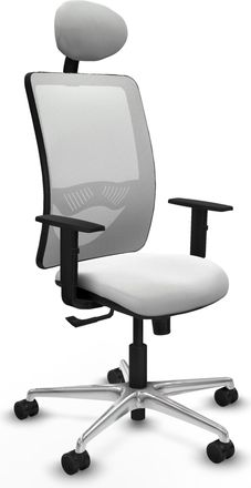 Piqueras y Crespo Wei&szlig;er B&uuml;rostuhl mit Rollen Zulema mit 1D-Armen, h&ouml;henverstellbare Lendenwirbelst&uuml;tze und festes Kopfteil, ausgestattet mit 3 Positionen, Wei&szlig; / Wei&szlig;