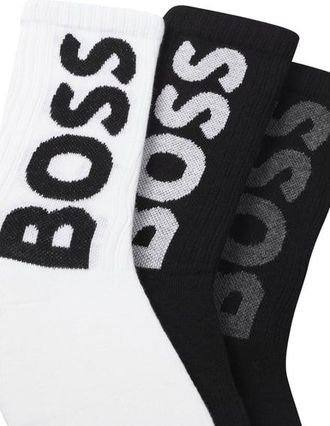 HUGO BOSS Lot de 3 paires de chaussettes mi-hautes en coton m&eacute;lang&eacute;