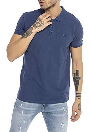 Red Bridge Polo Classique Unicolore à Manches Courtes et R-Logo pour Hommes Bleu Forcé M