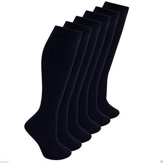 Bonjour Six paires de chaussettes hautes en coton pour femmes (noires) (taille unique)