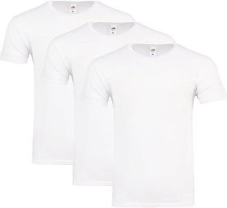 Fruit Of The Loom T-shirt pour homme 100 % coton - T-shirt Iconic T avec anneau en coton filé - Léger, aéré et doux - Taille haute, Blanc (lot de 3), XL