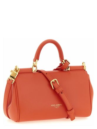Dolce & Gabbana Womens My Sicily Top Handle Bag Orange Calf Leather Pvc