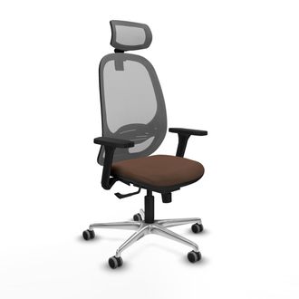 Piqueras y Crespo Drehstuhl mit zylindrischen Armen, h&ouml;henverstellbare Lendenwirbelst&uuml;tze und Kopfteil, h&ouml;henverstellbar und neigbar. Ausgestattet mit 3 Positionen, Gra