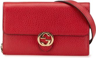 Gucci Hobo Bags - Leather Interlocking G Dollar Wallet on Chain - Gr. unisize - in Rot - f&uuml;r Damen