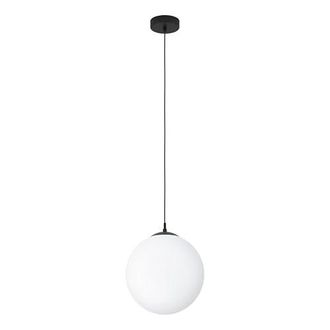 Eglo H&auml;ngelampe Rondo, Pendelleuchte Esstisch, Deckenlampe h&auml;ngend aus Metall in Silber und Glas-Kugel in opal matt wei&szlig;, Kugellampe mit E27 Fassung, &Oslash; 30 