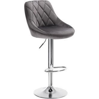 Woltu Woltu - 1xTabouret de Bar en Velours Assise, tabourets r&eacute;glable, Gris Fonc&eacute;, Si&egrave;ge 35 x 38 cm