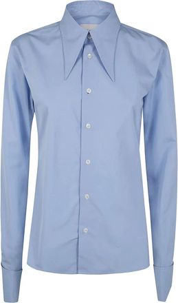 Ami Femme, Blouses et Chemises, Bleu, Taille: 38 FR Chemise ajust&eacute;e &agrave; manches longues avec col pointu