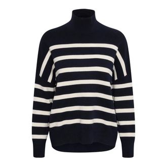 Inwear Gestreifter Rollkragenpullover Blau/Wei&szlig; - - Knitwear - Damen - Mehrfarbig - XS